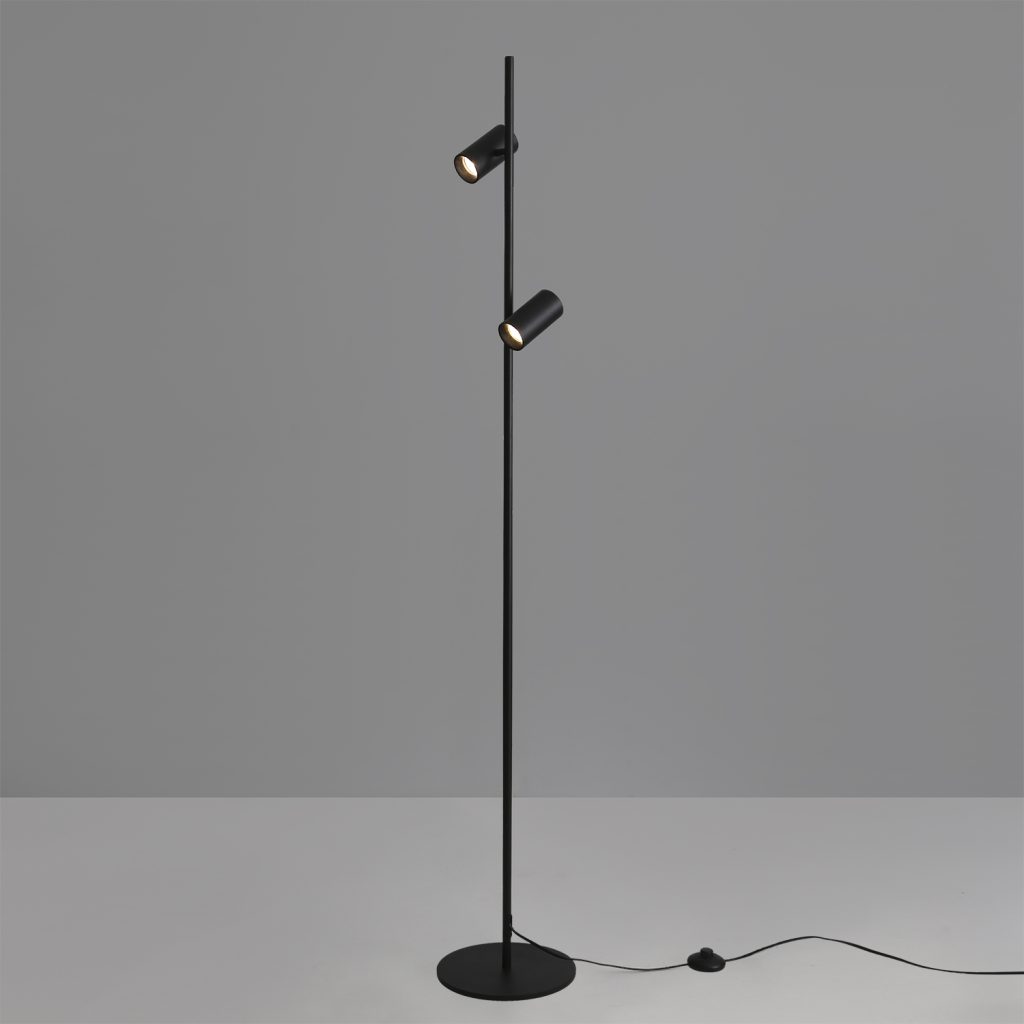 GINA: Lámpara negra de pie de 2 focos orientables gu10 Led, H3874080N ...